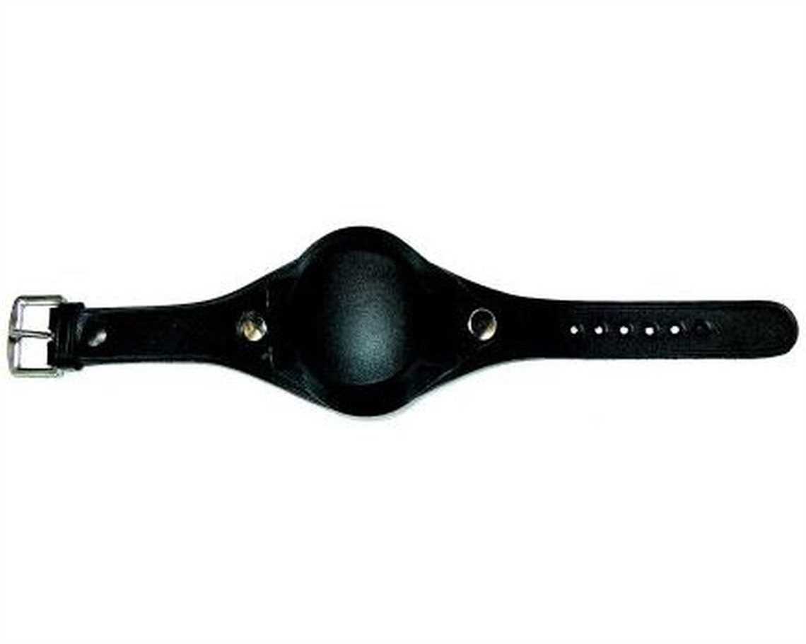 WATCH BAND W FACE COVER BLACK LEATHER