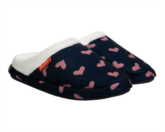 Archline 302-40 Slippers Slip On Size EURO 40 Navy with Hearts
